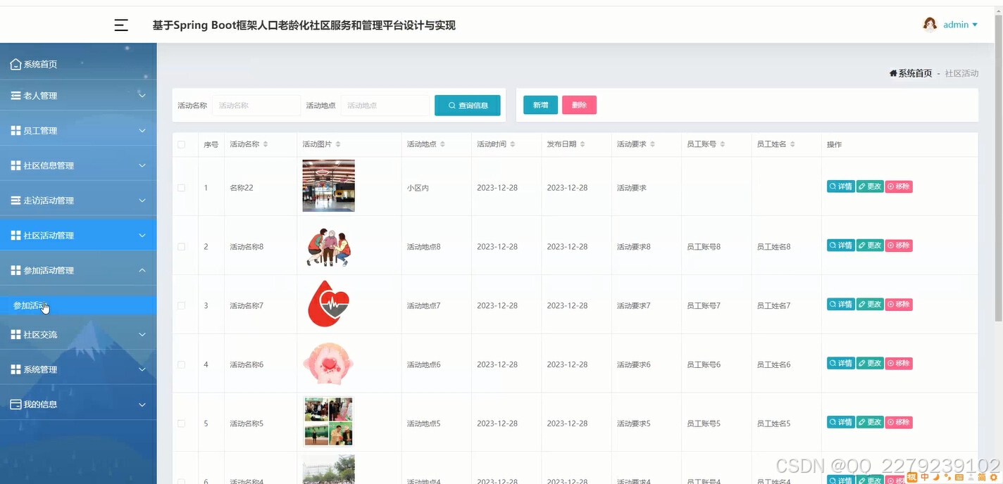 180基于java ssm springboot人口老龄化社区服务和管理平台系统社区走访活动（源码+文档+运行视频+讲解视频）-CSDN博客