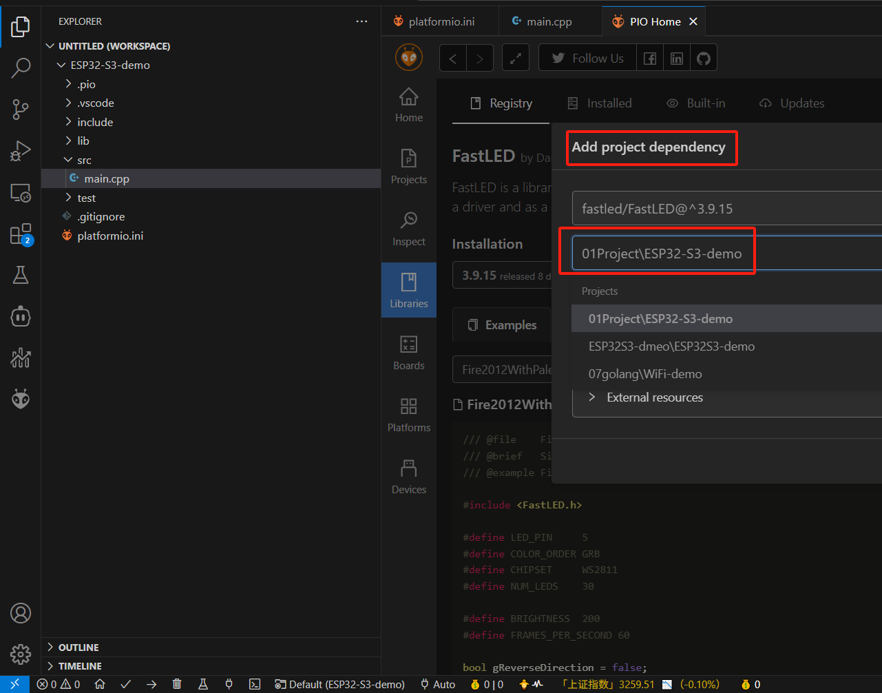 ESP32 开发入门（二）：基于PlatformIO平台使用 FastLED 控制 WS2812 LED_esp32 fastled-CSDN博客