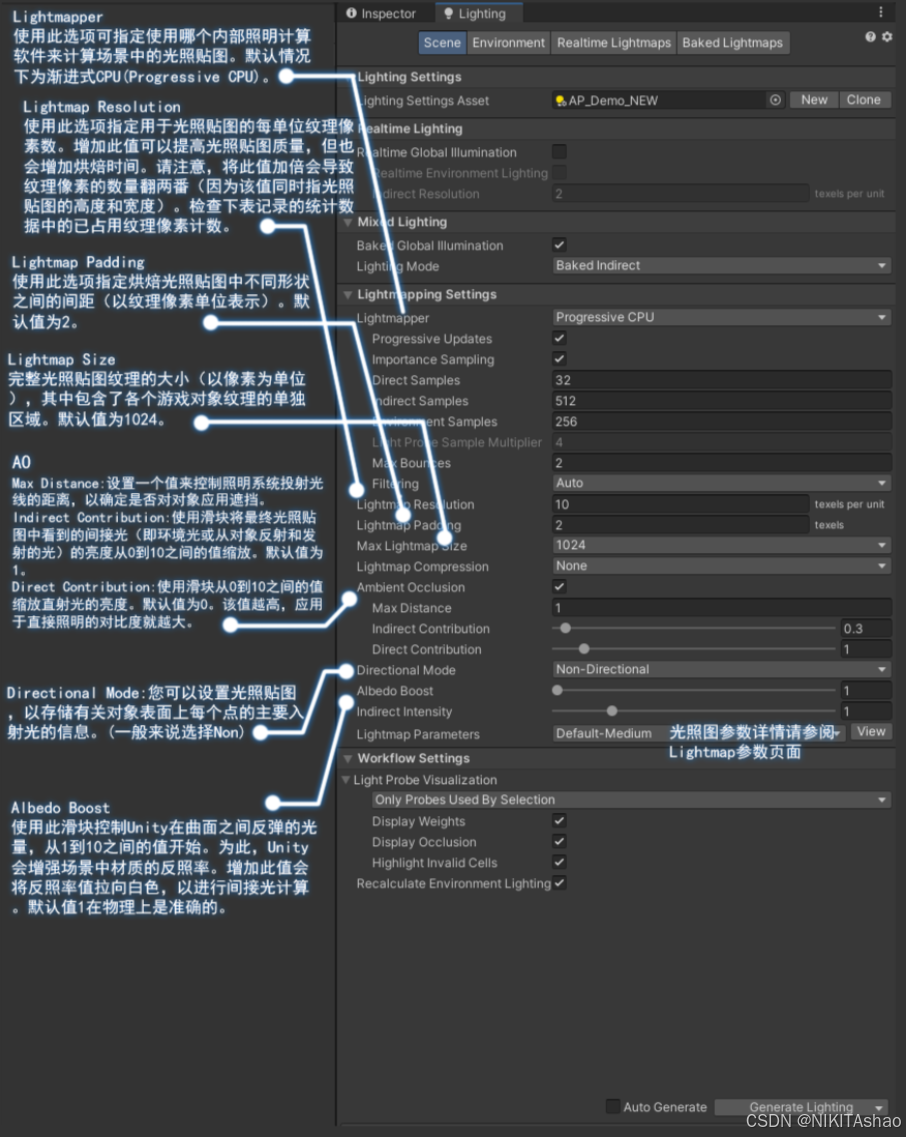 unity场景光源烘焙：Lightmapping Settings常用功能图译_unity lightmapping settings-CSDN博客