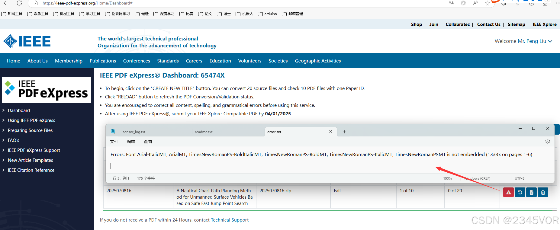 IEEE论文提交检查错误：Errors: Font Arial-ItalicMT, ArialMT. et al. is not embedded_font arial ...