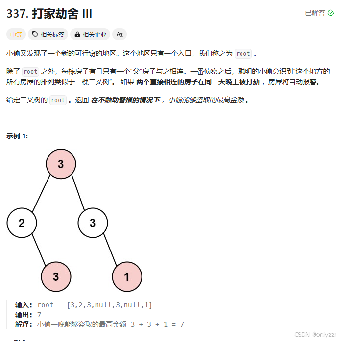 Leetcode Hot100 第33题 337.打家劫舍-CSDN博客