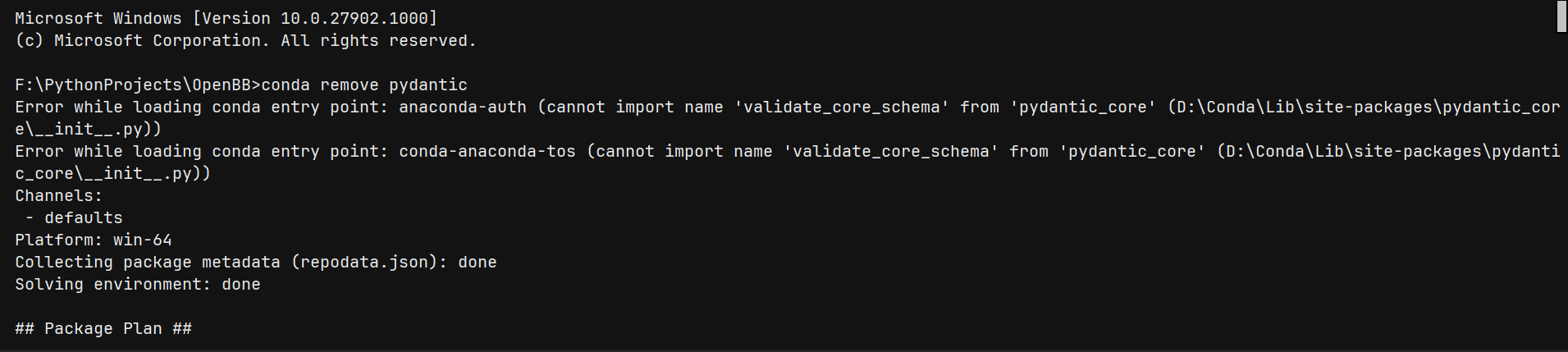 【笔记】修复 Conda 终端命令报错 (cannot import name ‘validate_core_schema‘ from ‘pydantic’ 与 UniGetUI 冲突原理解析 ...