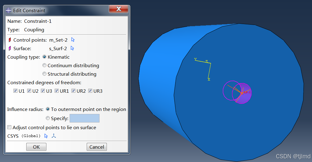 ABAQUS中coupling的运动耦合和均布耦合的区别_abaqus coupling-CSDN博客