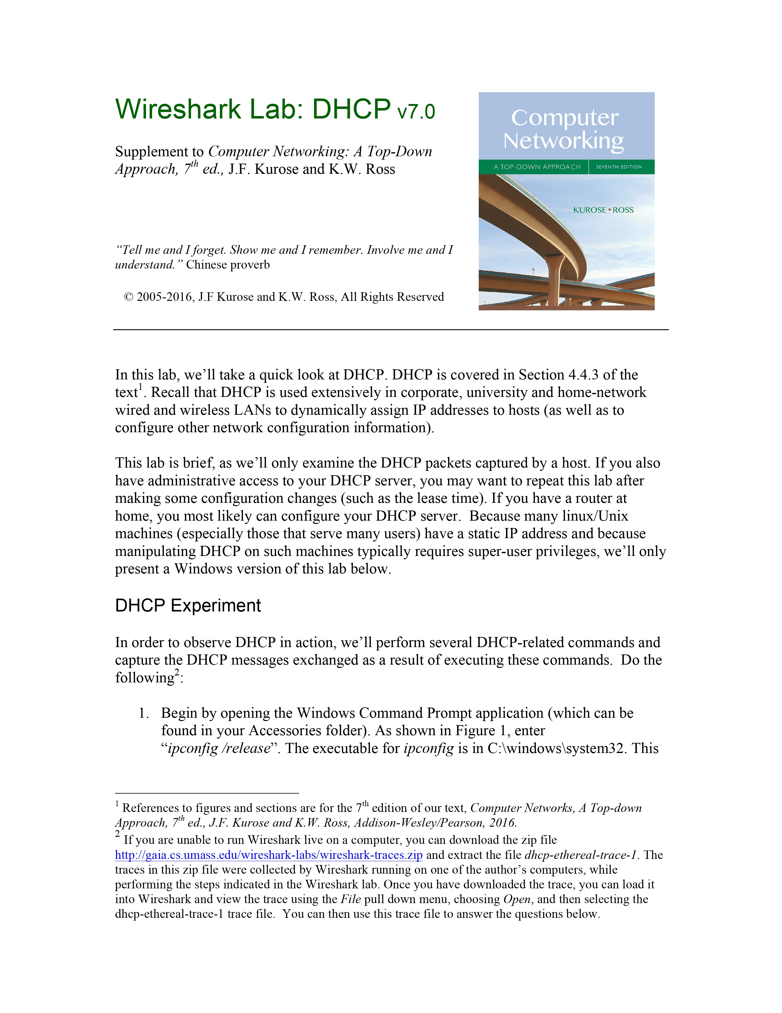 《高级计算机网络》课程实验Wireshark_DHCP(v7.0)_wiresharkdhcp 实验-CSDN博客