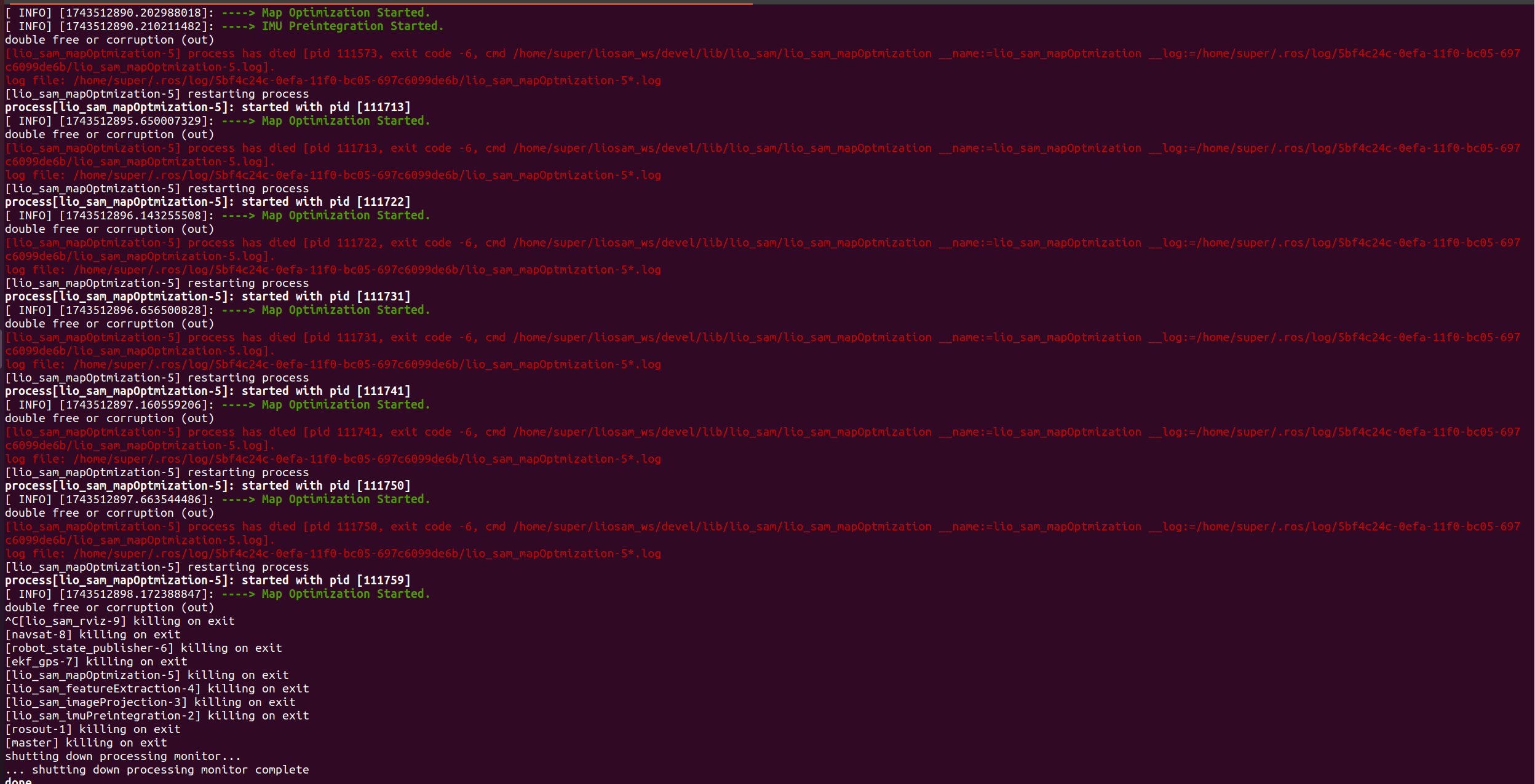 ubuntu20.04运行LIO-SAM报错的问题？_double free or corruption (out)liosam-CSDN博客