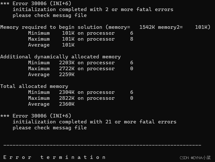 LSDYNA中*** Error 30006 (INI+6) 错误的一种可能-CSDN博客