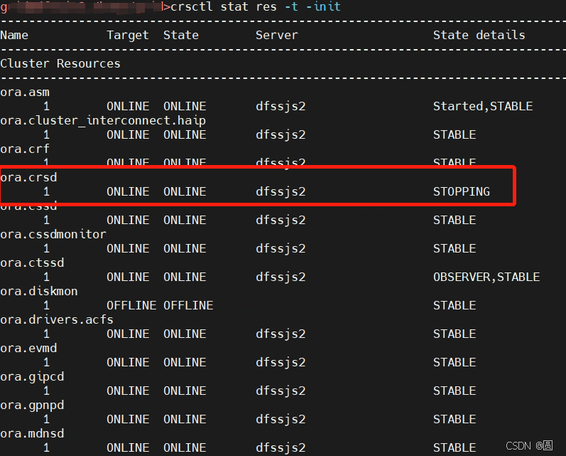 【故障处理】- crsctl stat res -t -init的ora.crsd状态是stopping-CSDN博客
