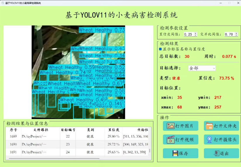 yolov11模型训练小麦病害检测数据集 建立基于YOLOv11+pyqt5的小麦病害检测系统 推理识别检测叶锈病、健康、散黑穗病、黄锈病、秆锈病-CSDN博客