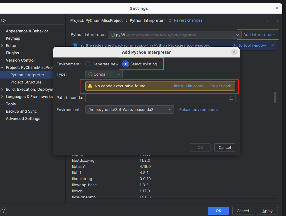 pycharm配置anaconda环境时找不到conda环境解决办法_anaconda 环境 tools 没有python.exe-CSDN博客