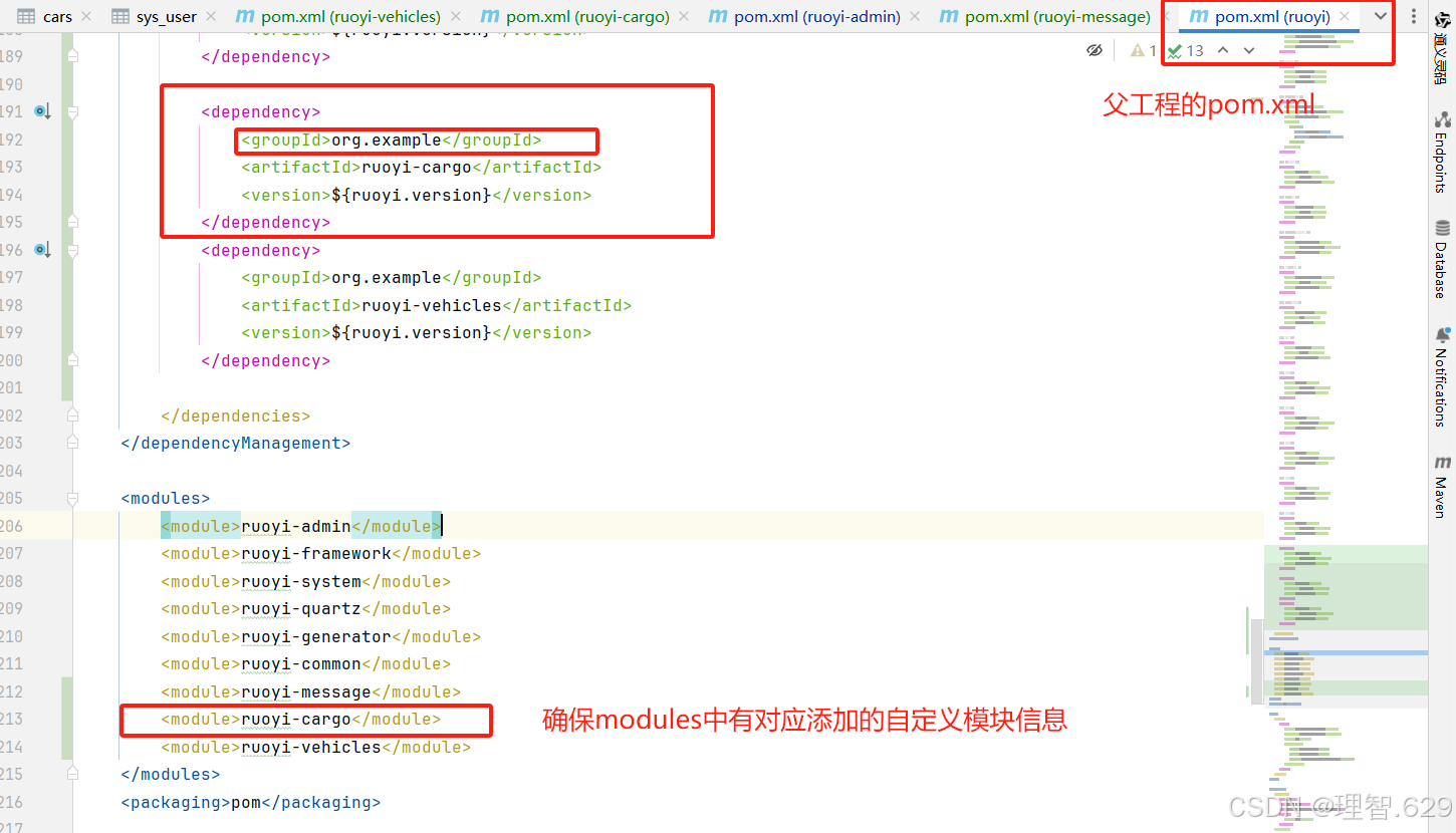 若依项目添加自定义模块-出现依赖problem解决方案_could not find artifact com.ruoyi-CSDN博客
