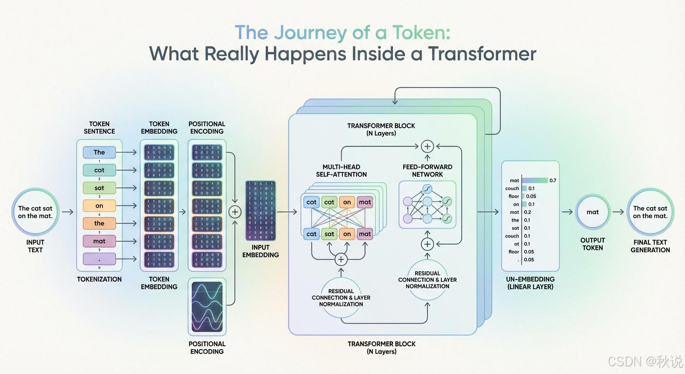 Transformer 中 Token 的完整旅程：从输入嵌入到输出概率_transformer模型怎么输出所有token 的 概率-CSDN博客