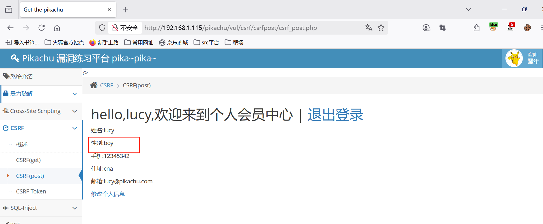 CSRF(POST)-PiKaChu靶场-CSDN博客