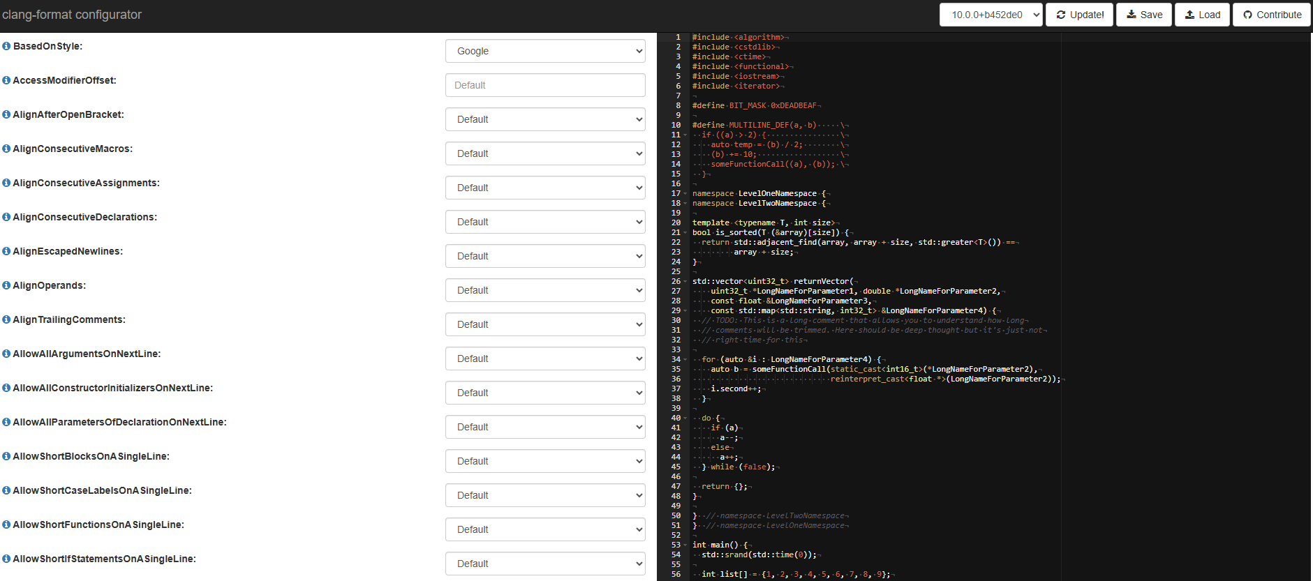 clang-format configurator - 交互式创建 ClangFormat 格式化配置文件_clang-format-configurator-CSDN博客