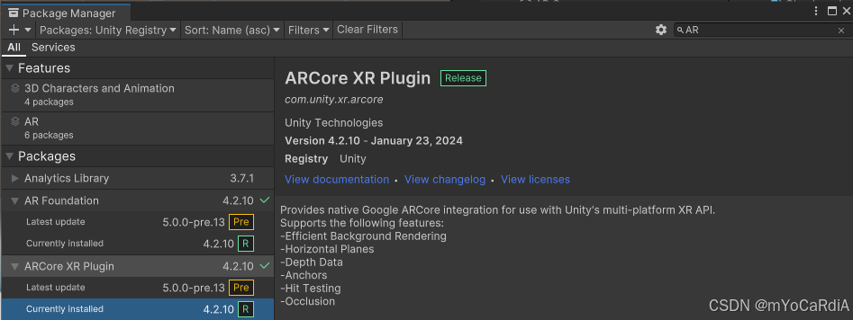 (2025)Unity基于ARCore(ARFoundation)实现安卓设备平面检测并渲染_unity+arcore-CSDN博客