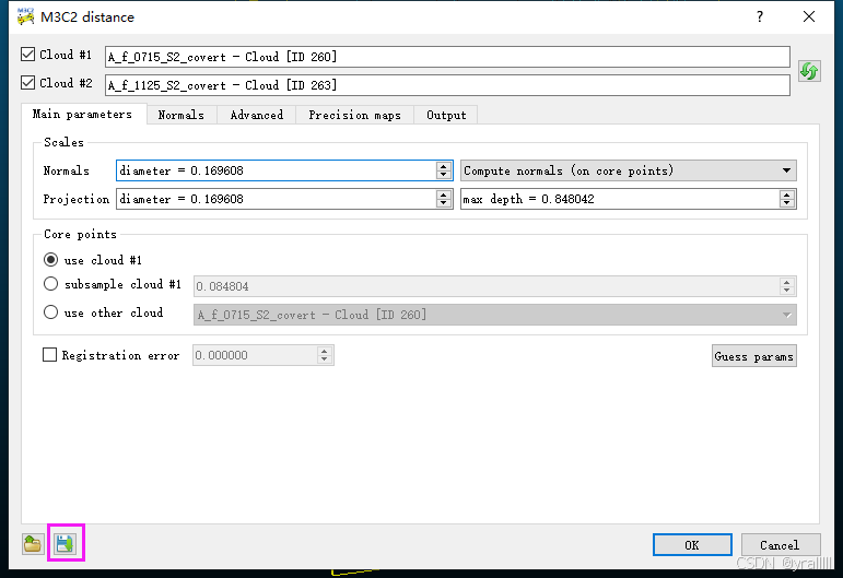 命令行批处理：CloudCompare+M3C2算法——以2期固定点云+多个m3c2参数设置为例_cloudcompare 命令行-CSDN博客