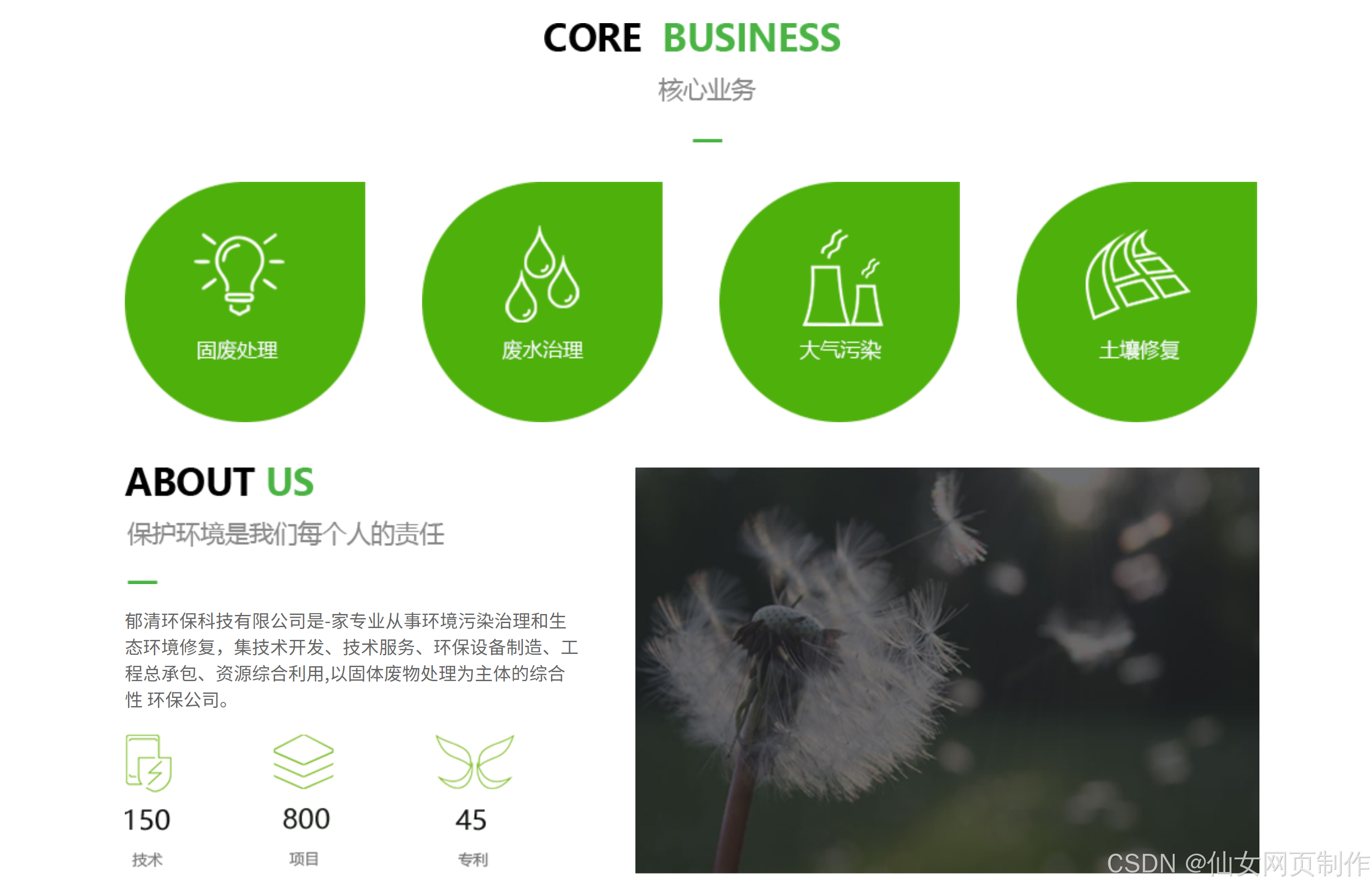 780. 大学生HTML5期末大作业 ―【简单的环保企业网页首页(1页)】 Web前端网页制作 html5+css3-CSDN博客