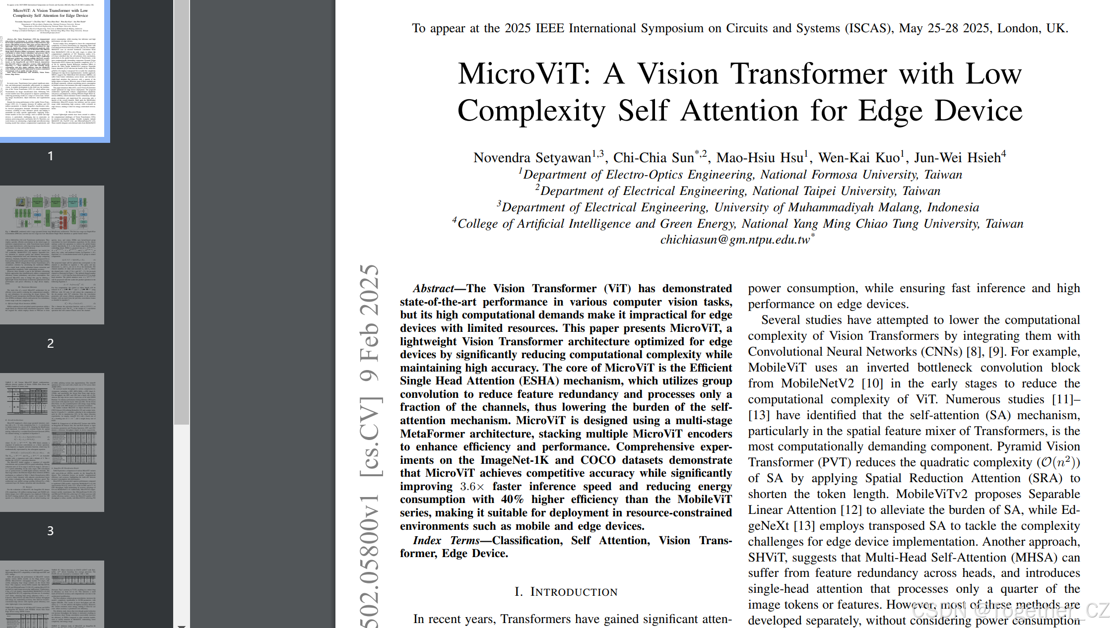 MicroViT: A Vision Transformer with LowComplexity Self Attention for ...