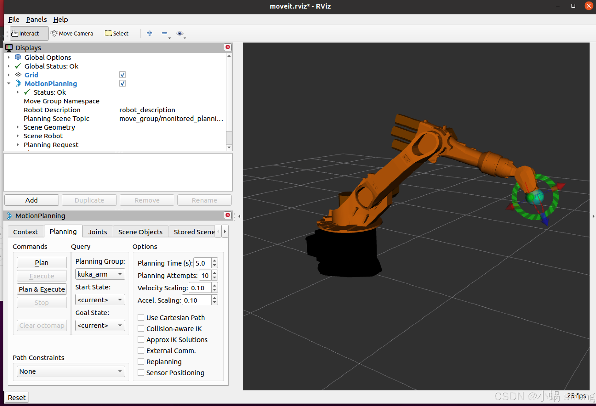 Ros系统中moveit配置机械臂并用Rivz进行功能包可视化_现在是配置好了一个双臂 用rviz 可视化 也没问题 就是想用moveit打开 ...