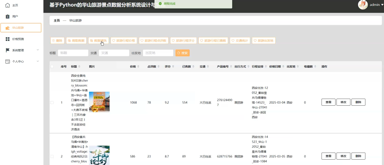 计算机毕业设计之基于python的华山旅游景点数据分析系统设计与实现 Csdn博客