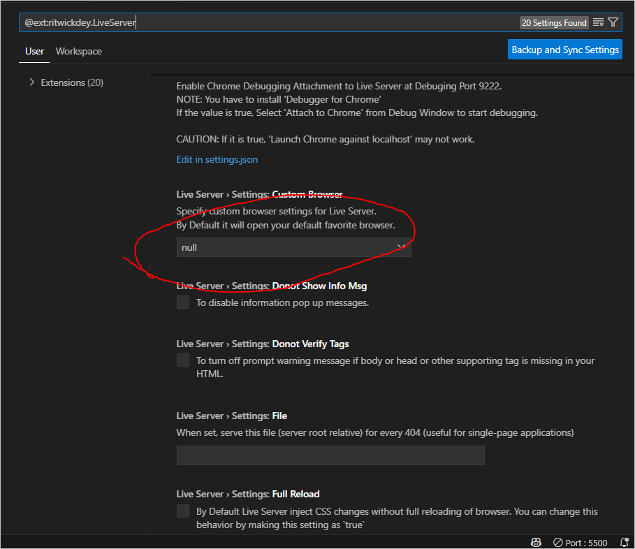 VS Code中 Server is Started at port : 5500但没有打开网页解决方案-CSDN博客