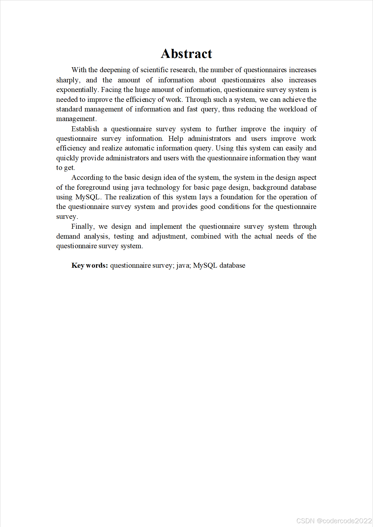 基于j2ee的问卷调查系统（10005）-CSDN博客