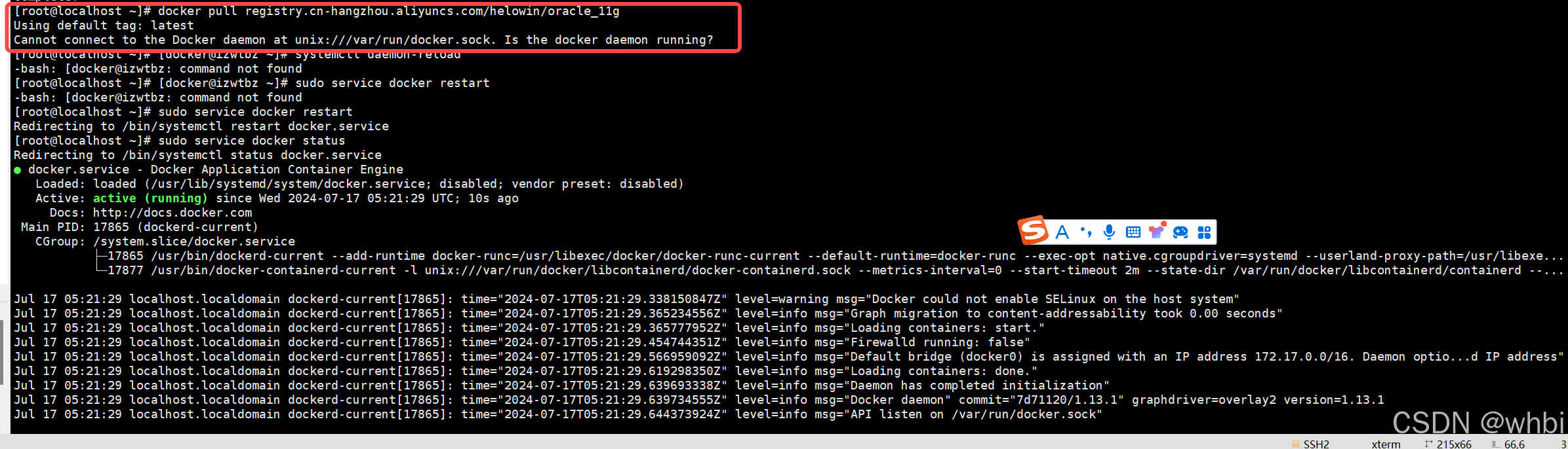 解决Cannot connect to the Docker daemon at unix:///var/run/docker.sock. Is the docker daemon ...