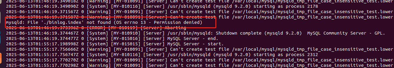mysql服务启动失败，错误：mysqld: File ‘./binlog.index‘ not found (OS errno 13 - Permission de 的解决办法 ...