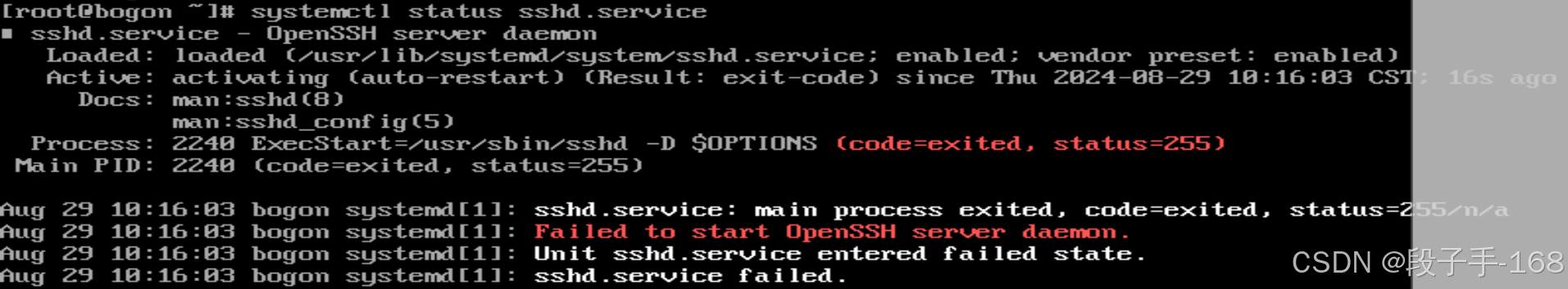 # CentOS7 修改 ssh 端口后，重启 sshd 服务报错 “Job for sshd.service failed because the control process ...