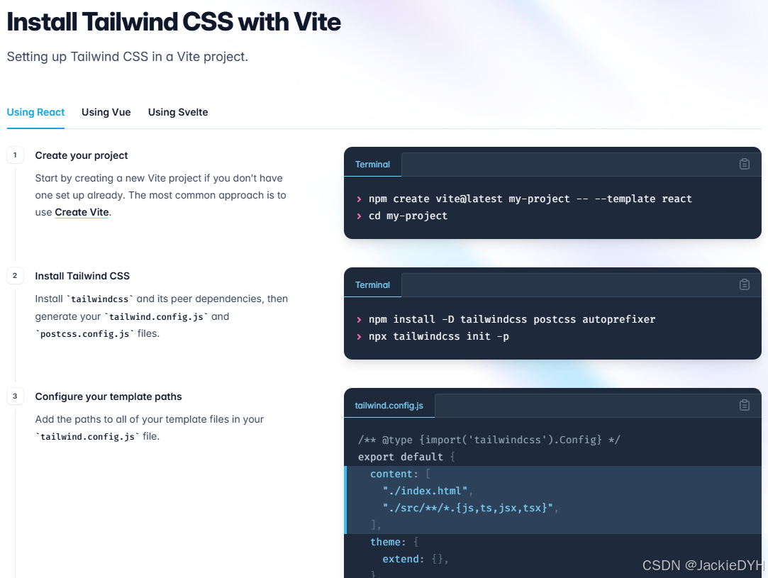 Vue3vite项目中使用tailwindcss 安装配置vue3 Tailwindcss Vite Csdn博客