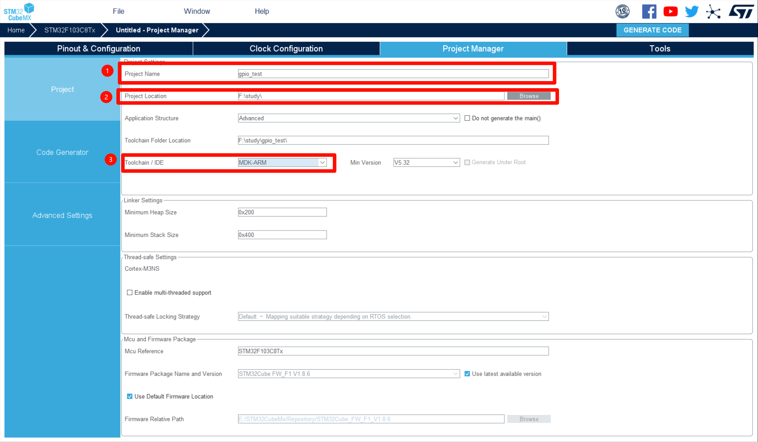 1.STM32学习-使用STM32CubeMX生成工程文件_怎么让cubemx生成层级文件夹-CSDN博客
