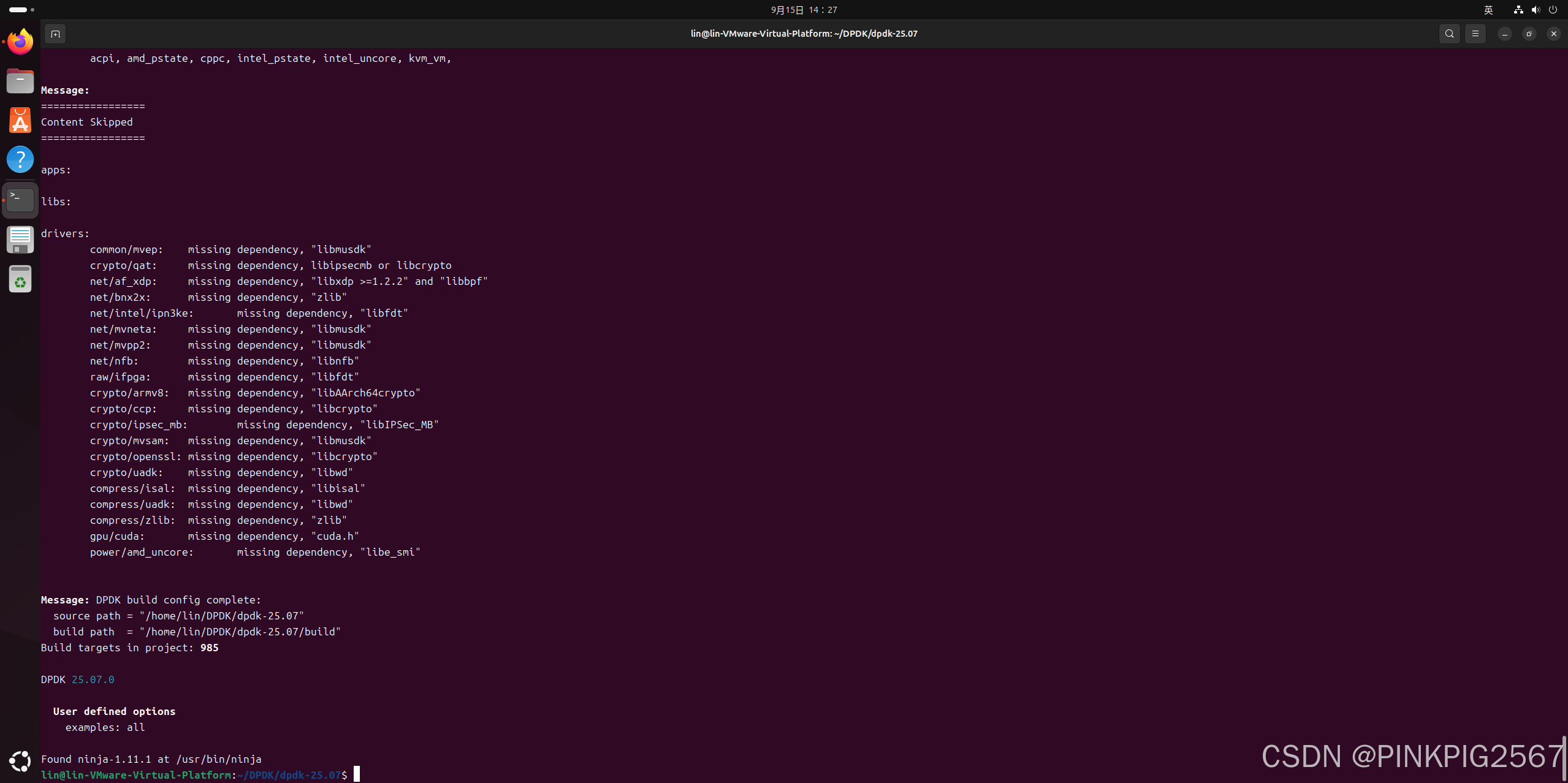 Ubuntu 虚拟机 | DPDK 协议栈开发 | 1、环境搭建 + 虚拟端口测试_dpdk-25.07 ubuntu 编译-CSDN博客