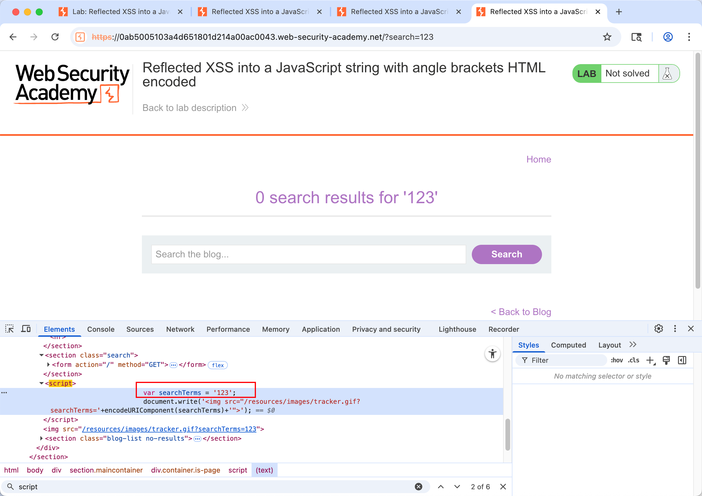 PortSwigger靶场之Reflected XSS into a JavaScript string with angle brackets HTML encoded通关秘籍_lab ...