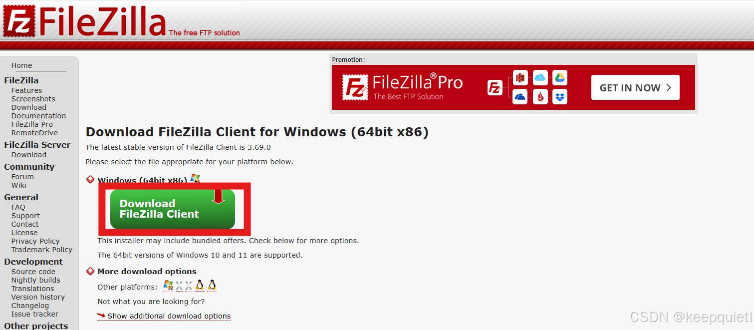 FTP软件工具FileZilla客户端下载安装_filezilla client-CSDN博客