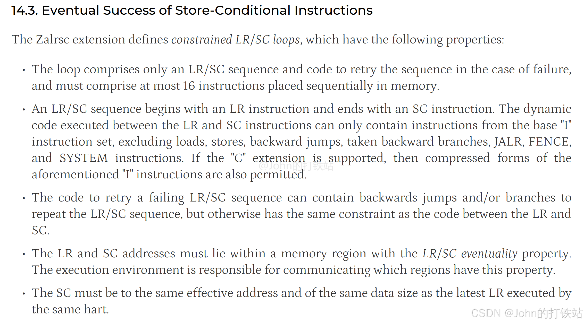 【RISCV A拓展解析--Eventual Success of Store-Conditional Instructions】_risc-v 手册 lr sc 不能超过多少次-CSDN博客