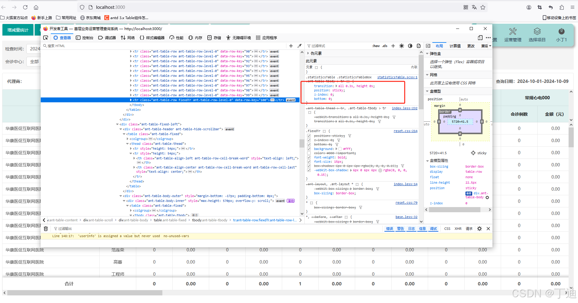 Antdesign3版本，通过粘性布局把table组件的合计行固定在底部时，火狐浏览器出现粘不住的问题antd Vue3 Table