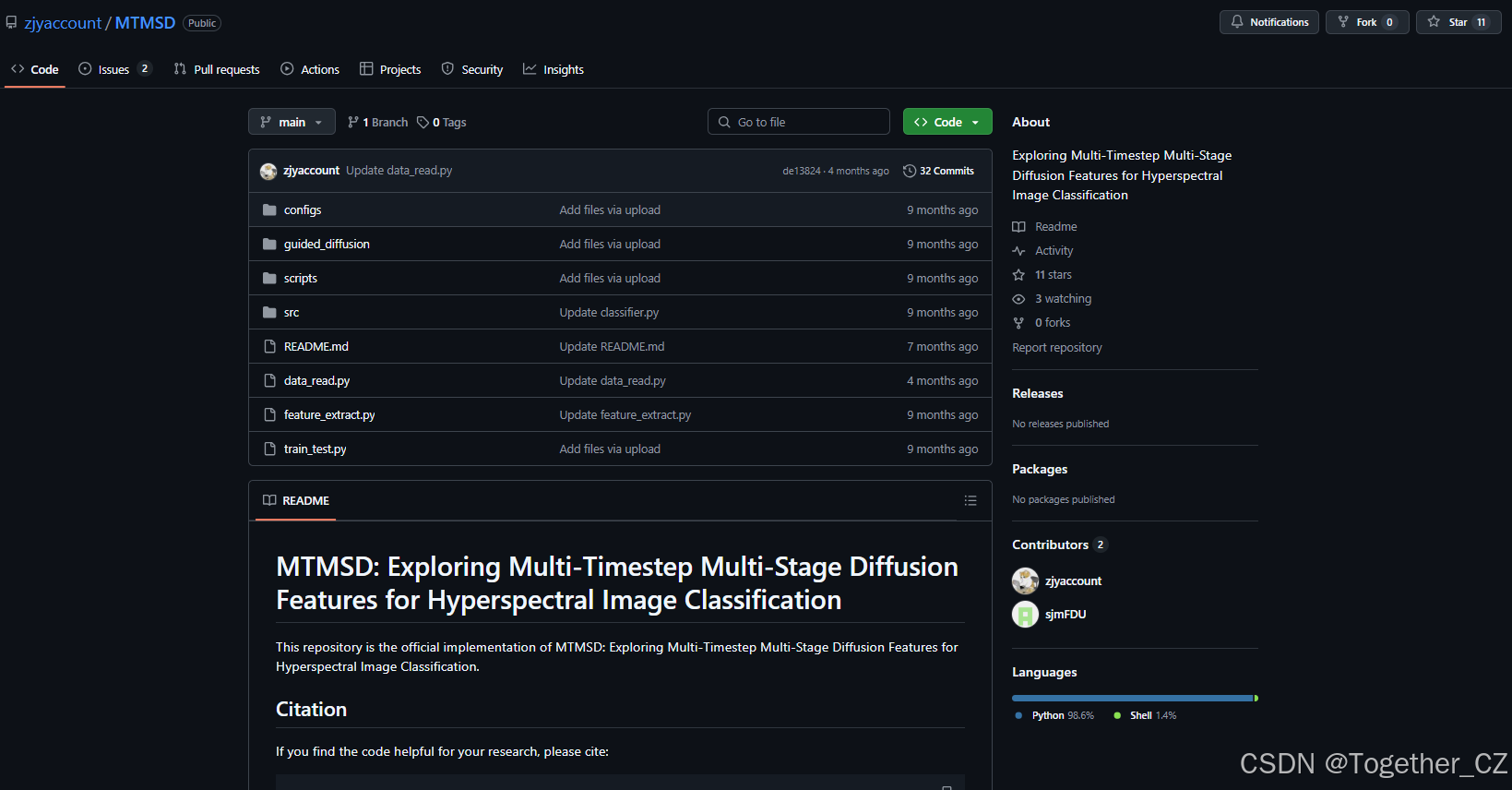 MTMSD：Exploring Multi-Timestep Multi-Stage DiffusionFeatures for Hyperspectral探索多时间步多阶段扩散特征用于高光谱 ...