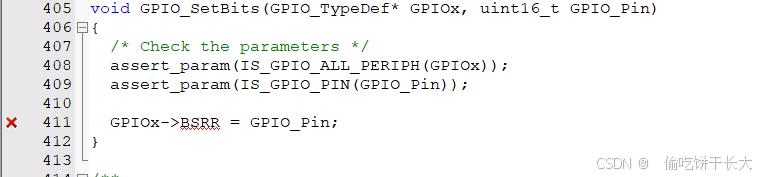 ..\driver\fwlib\src\stm32f4xx_gpio.c(411): error: #136: struct “＜unnamed＞“ has no field “BSRR“ 报 ...