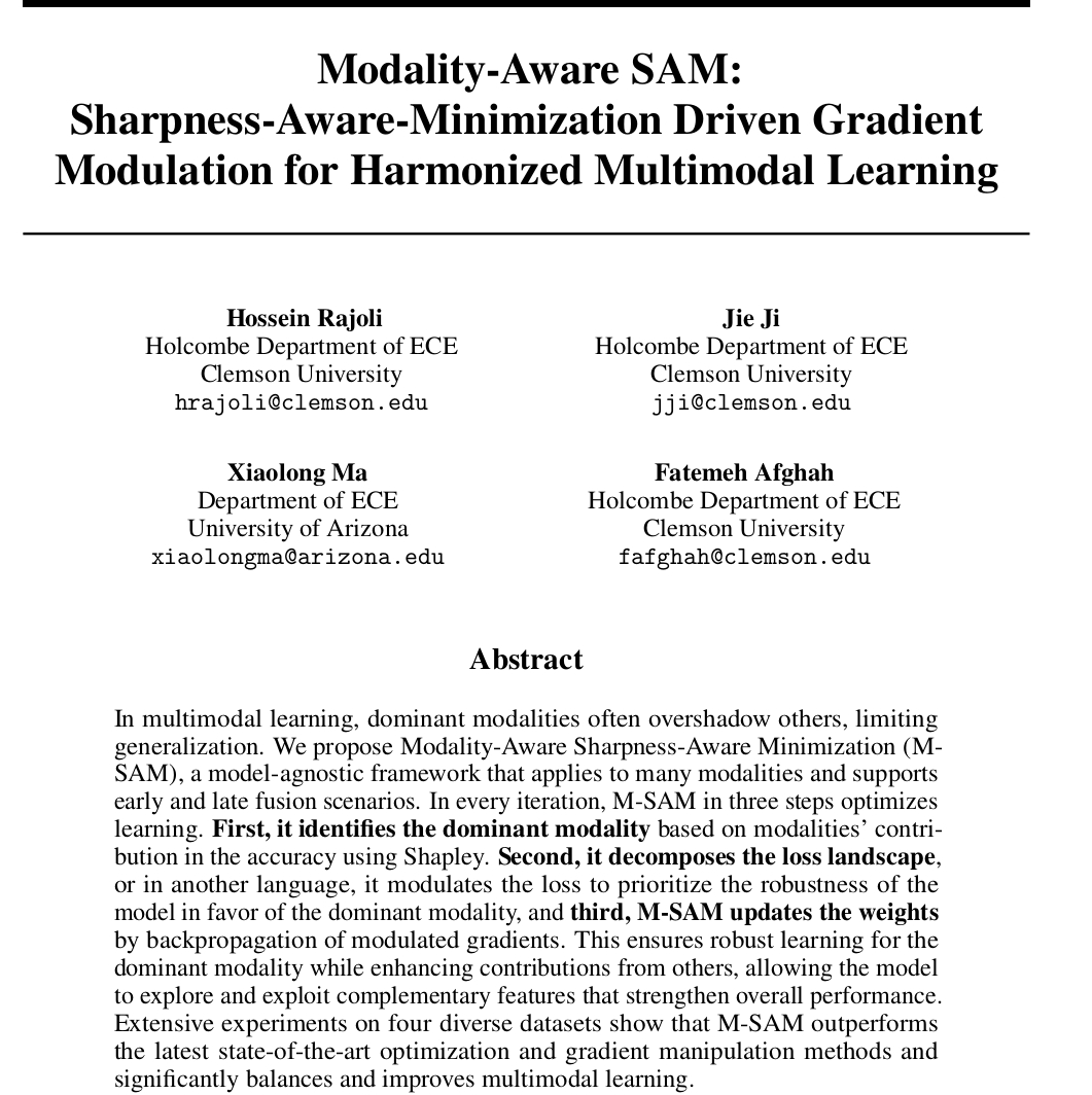 第15篇：Modality-Aware SAM: Sharpness-Aware-Minimization Driven Gradient ...