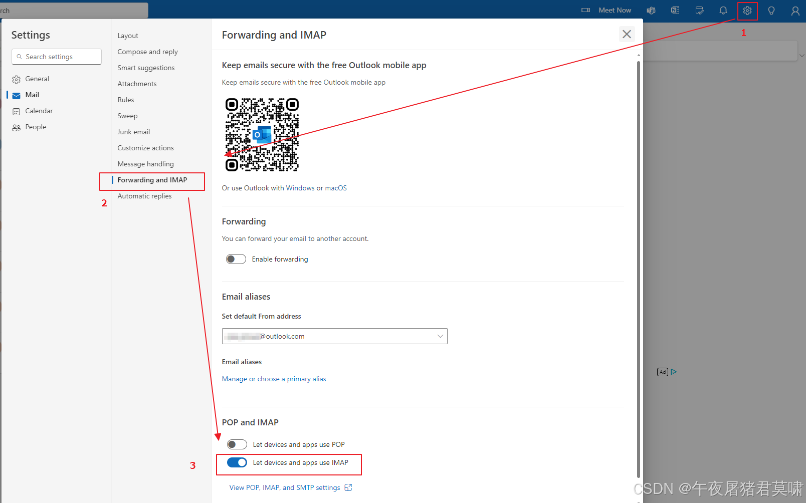 foxmail收取outlook邮箱报错，错误信息：请检查IMAP服务是否开启_错误信息:请检查imap服务是否开启-CSDN博客