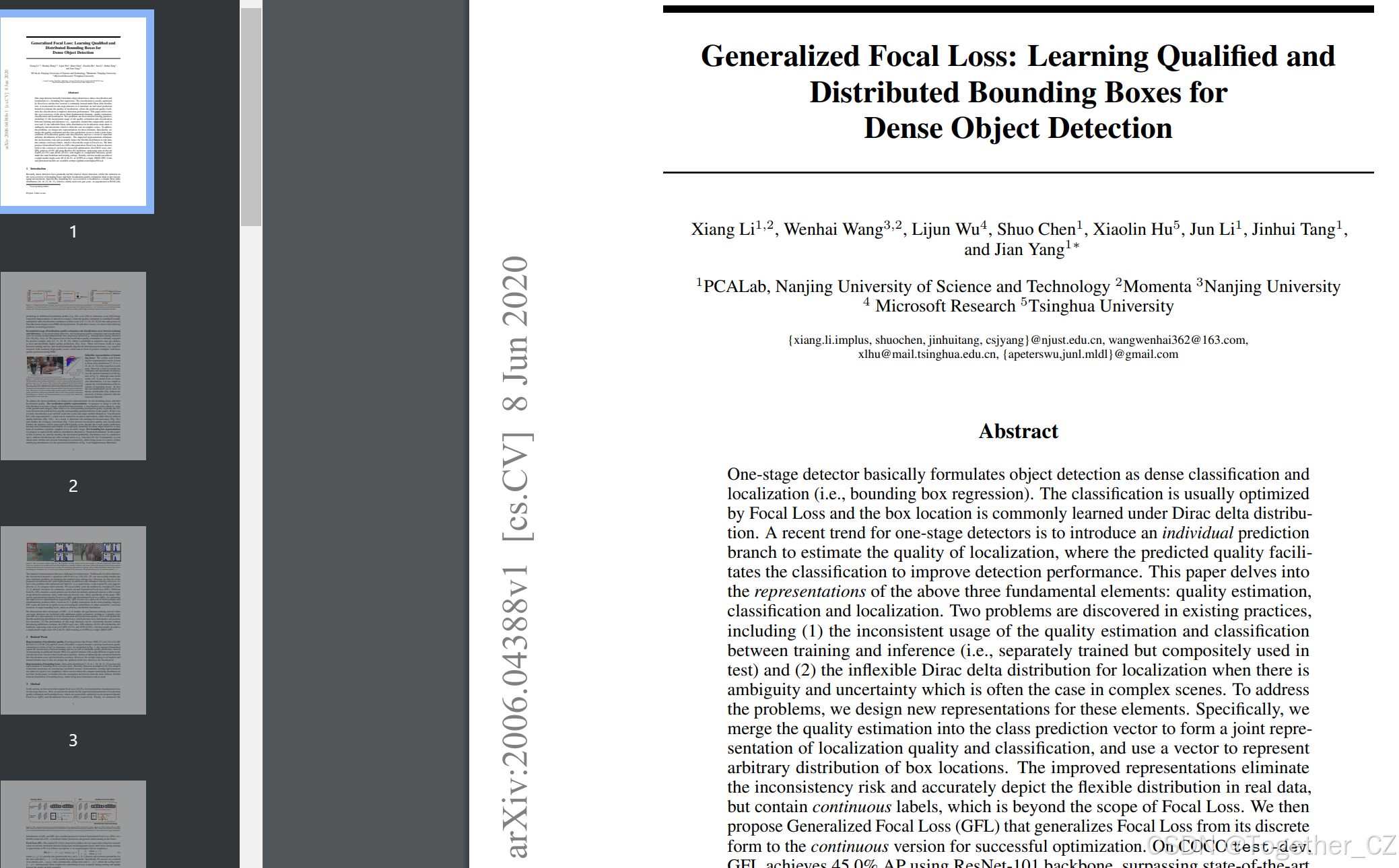 Generalized Focal Loss: 学习密集目标检测的高质量和分布式边界框-CSDN博客