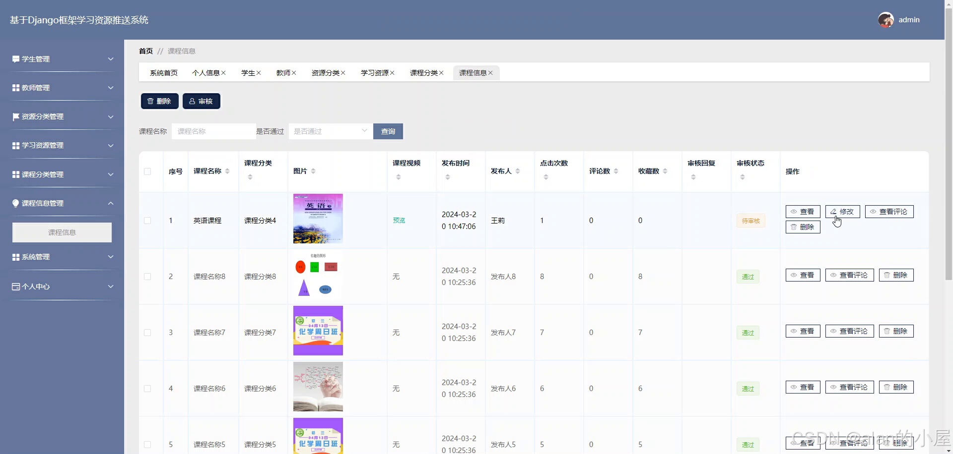 基于django的基于django框架学习资源推送系统源码lw调试讲解基于django和大数据的学习资源推送系统设计与实现源码