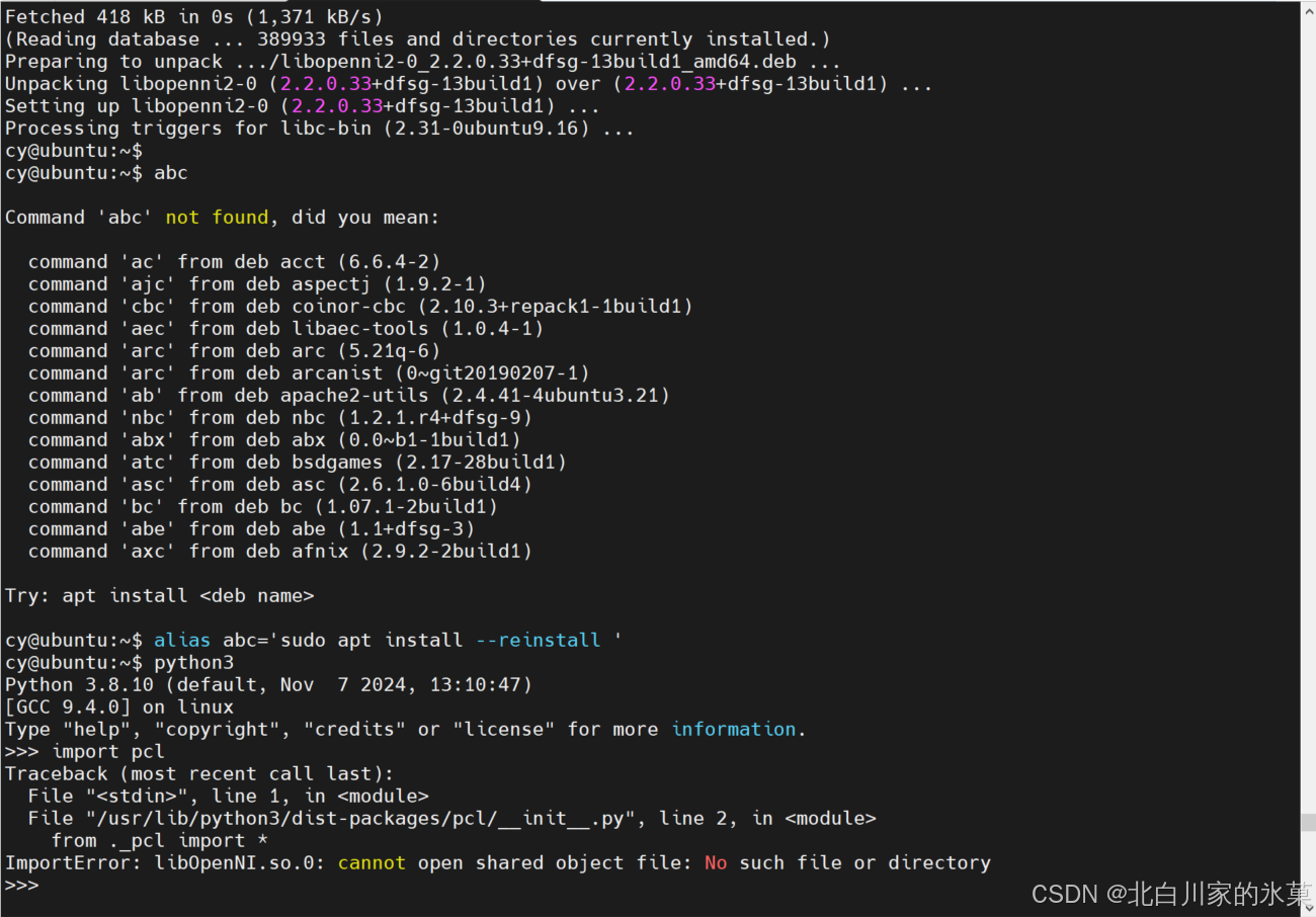 Ubuntu 2004安装python Pcl，顺便修复动态链接库pclpy Ubuntu安装 Csdn博客