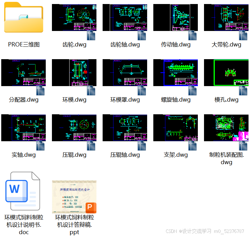 环模式饲料制粒机设计【农业机械】【论文+14张CAD图纸+proe三维+答辩稿】_szlh40环模制粒机的cad三视图-CSDN博客