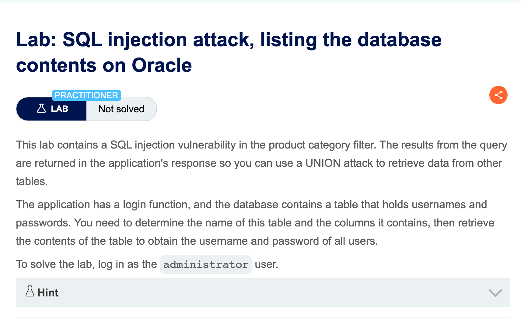 PortSwigger靶场之SQL injection attack, listing the database contents on OraclePRACTITIONERLAB通关秘籍 ...