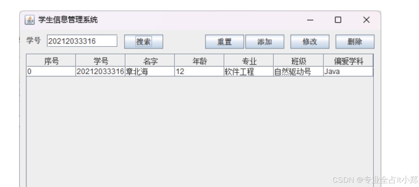 附完整代码 Java学生信息管理系统结合图形界面展示 Java学生信息管理系统图形界面 Csdn博客