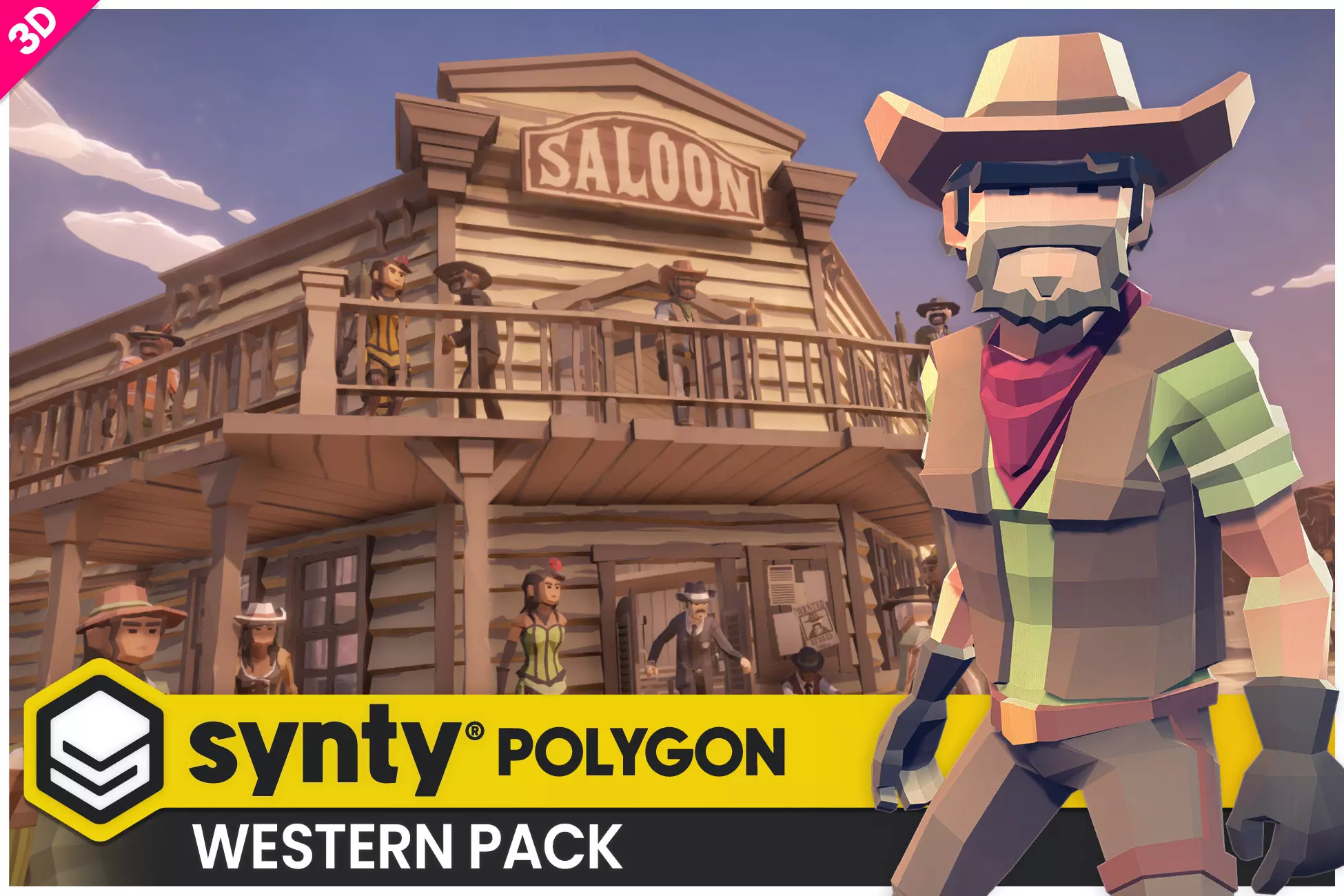 【Unity 美术资源包】POLYGON Western-Low Poly 3D Art 提供大量风格统一、高度模块化的模型，涵盖角色、建筑 ...