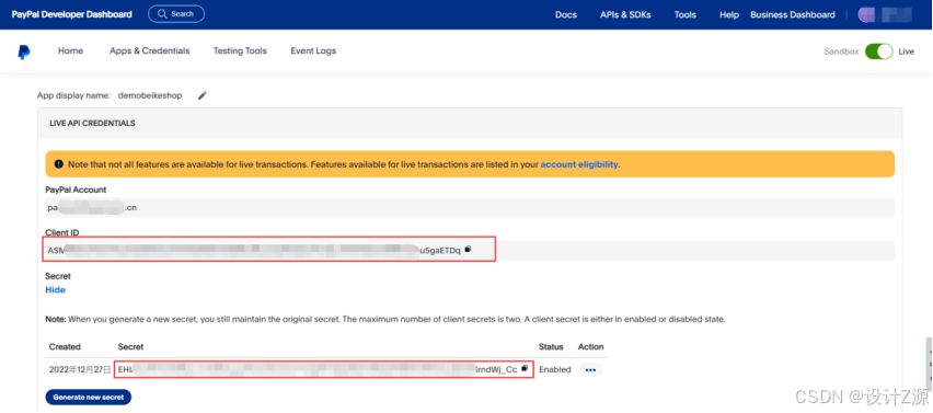 paypal注册账号和申请Client ID和Secret_paypal client id-CSDN博客