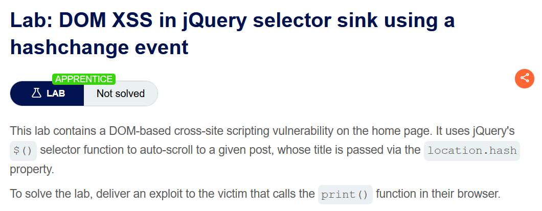 Lab: DOM XSS in jQuery selector sink using a hashchange event-CSDN博客