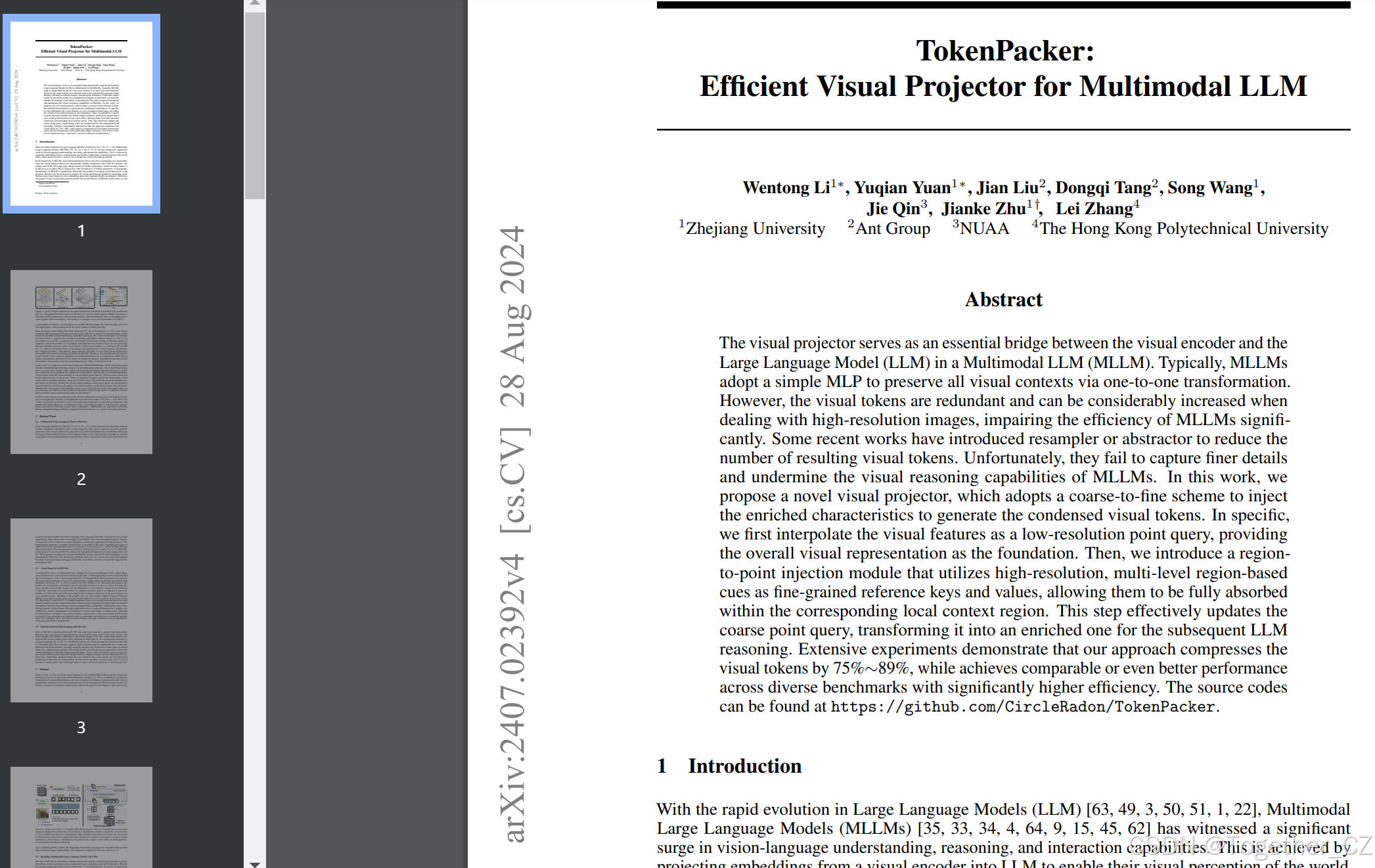 TokenPacker:Efficient Visual Projector for Multimodal LLM——多模态大语言模型的有效视觉投影器-CSDN博客