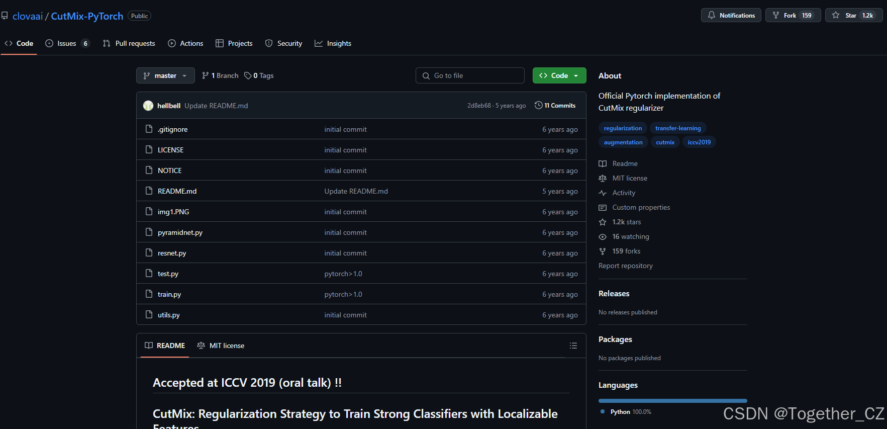 CutMix: Regularization Strategy to Train Strong Classifierswith Localizable Features训练可定位特征的强分类器 ...